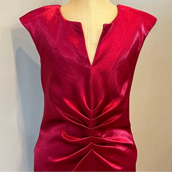 Connect | Dresses | Connected Apparel Scarlet Red Satin Sheath Dress ...